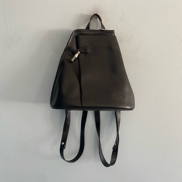 Longchamp | Bags | Longchamp Vintage Black Leather Backpack | Poshmark